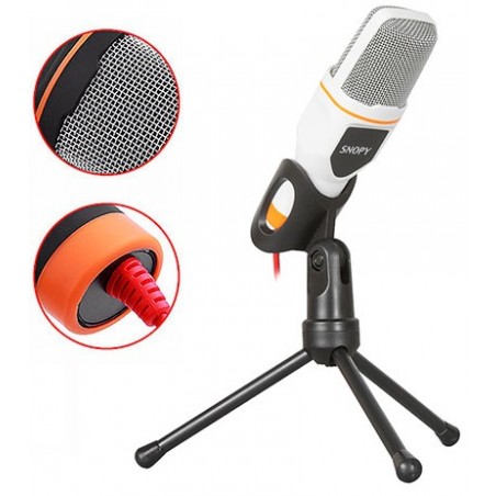 Microphone Avec Support Trépied Snopy SN-340M / Blanc